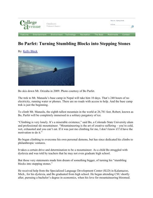 Bo Parfet: Turning Stumbling Blocks into Stepping Stones by Kelly ...