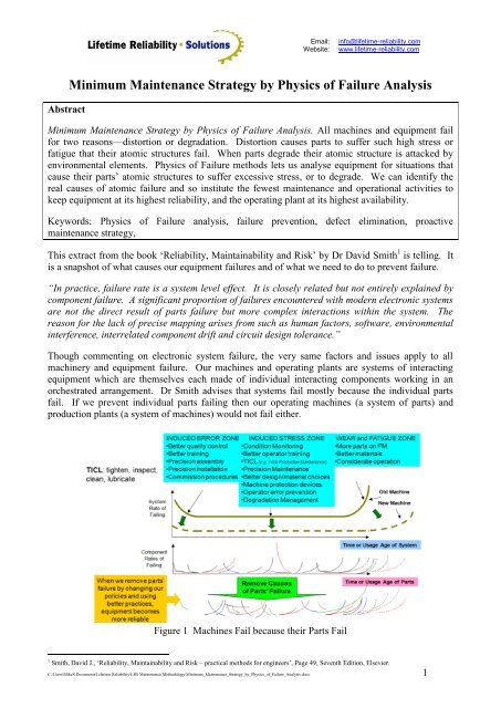 Minimum Maintenance Strategy by Physics of Failure Analysis