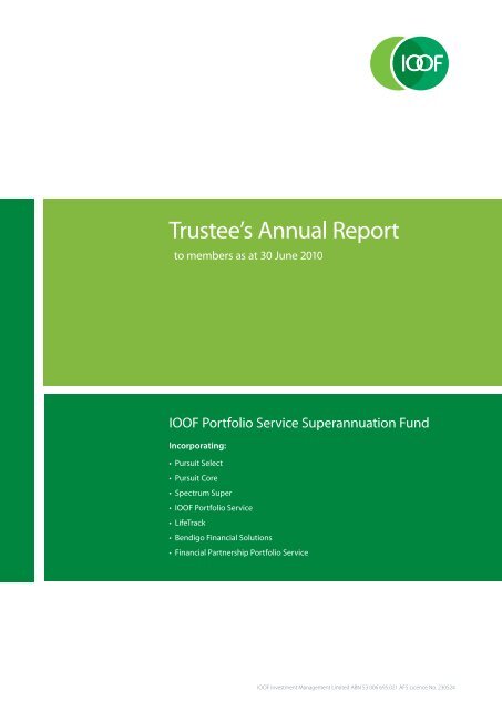 Trustee's Annual Report - IOOF Portfolio online > Login