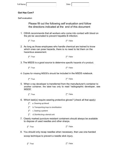 HazCom Quiz