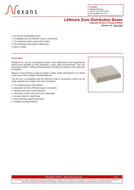 LANmark Zone Distribution Boxes - Nexans