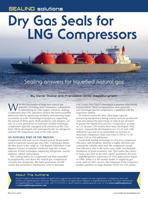 Dry Gas Seals for LNG Compressors - EagleBurgmann