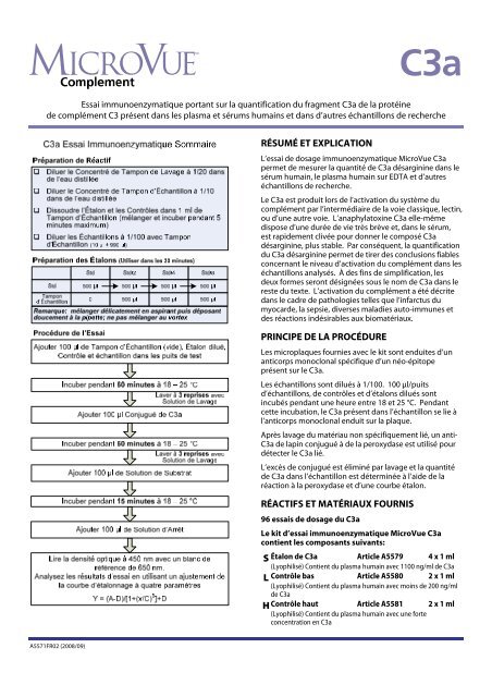 MicroVue C3a EIA Kit - Quidel Corporation