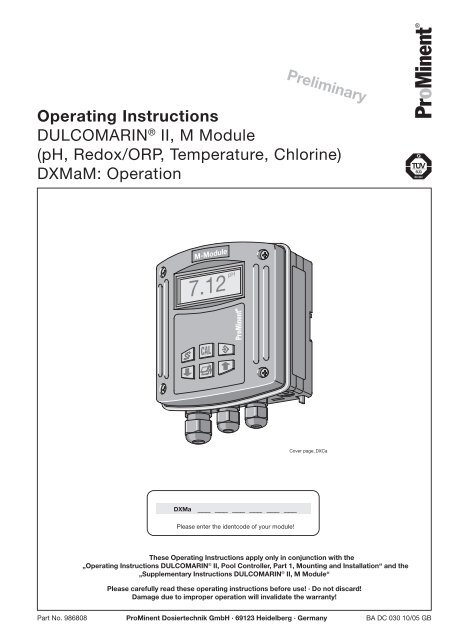 Operating Instructions - ProMinent