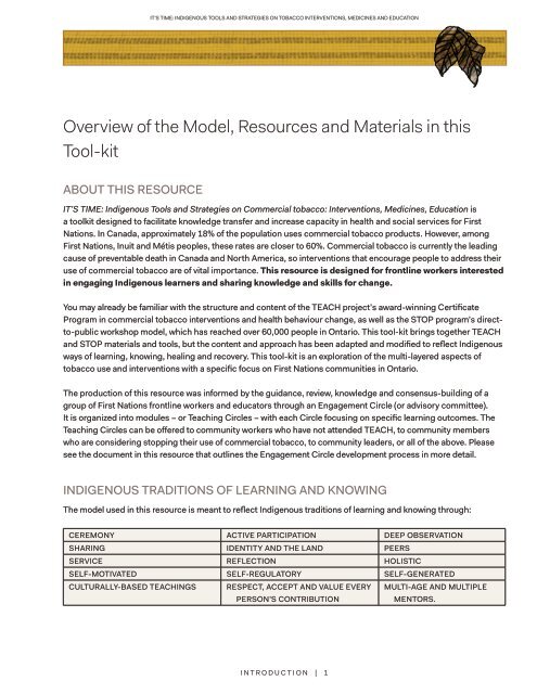2. Overview of the Model, Resources and Materials in this Tool-kit