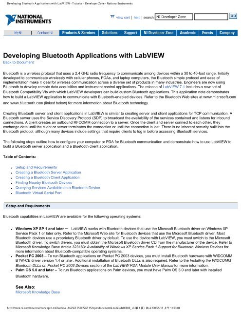 Developing Bluetooth Applications with LabVIEW - Tutorial ...
