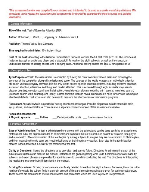 Test of Everyday Attention