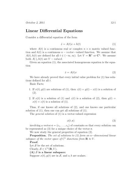 Linear Differential Equations