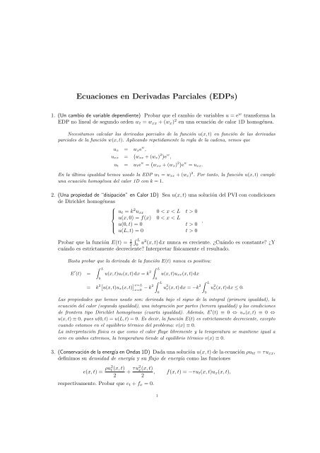 Ecuaciones en Derivadas Parciales (EDPs) - MA1