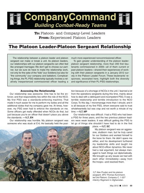 The Platoon Leader-Platoon Sergeant Relationship - Company ...