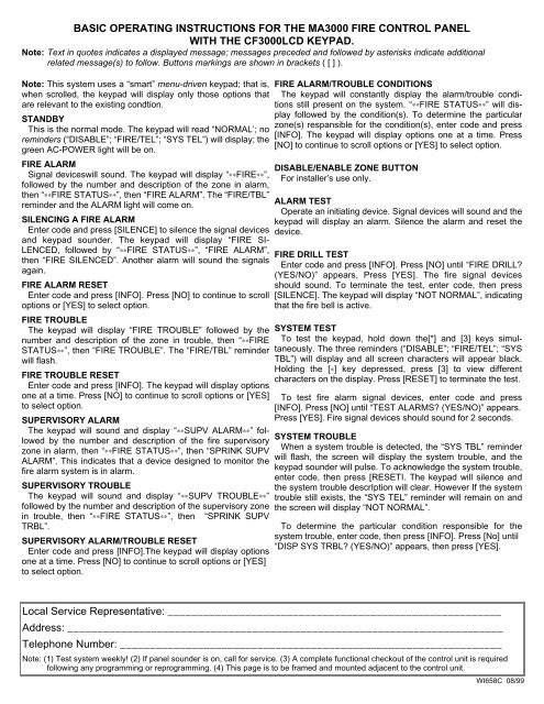 Download MA3000 Commercial Fire Alarm Control Panel ... - Napco