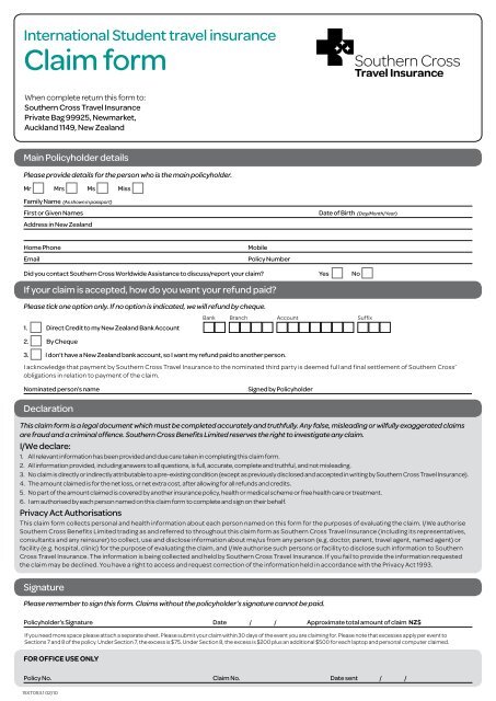 Insurance Claim Form - ICNZ