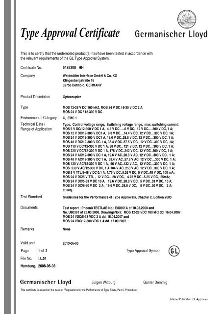 Type Approval Certificate