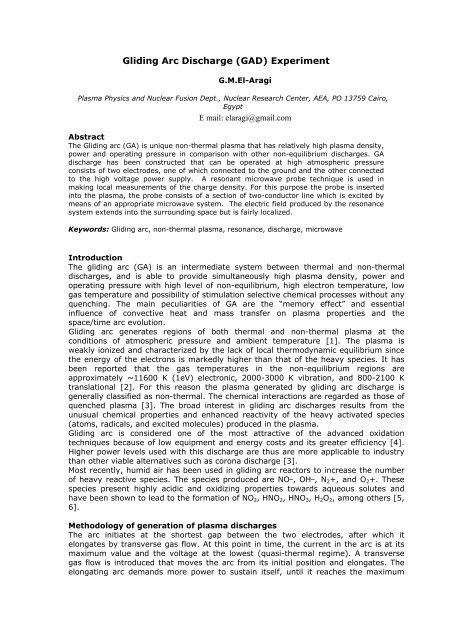 Gliding Arc Discharge (GAD) Experiment