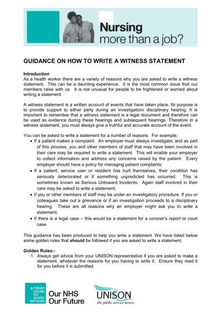 Guidance On How To Write A Witness Statement Swamb