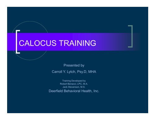 CALOCUS TRAINING - Partners Behavioral Health Management