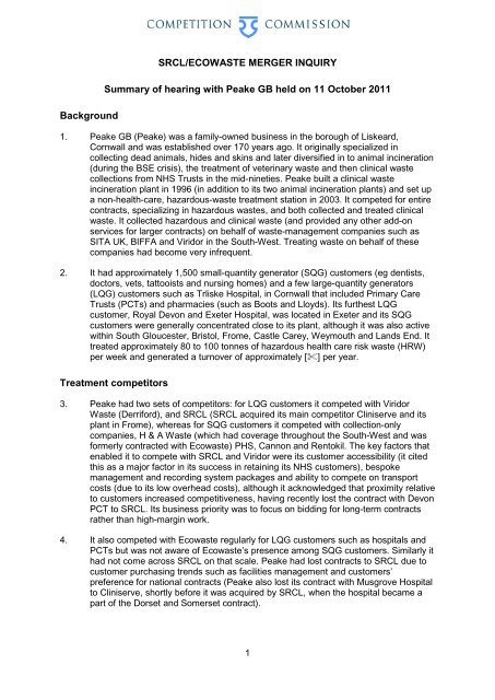 Peake GB - Competition Commission