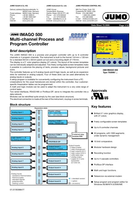 JIMAGO 500 Multi-channel Process and Program Controller - Jumo