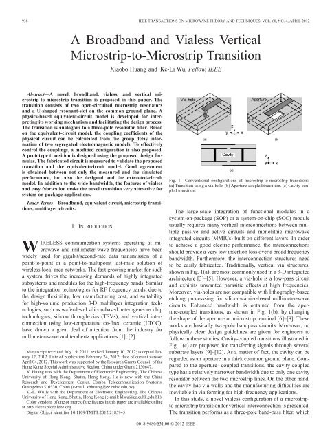 A Broadband and Vialess Vertical Microstrip-to-Microstrip Transition