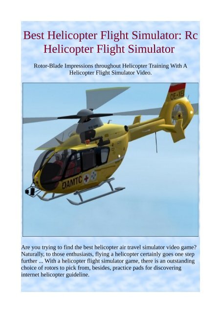 Best Helicopter Flight Simulator: Rc Helicopter Flight Simulator