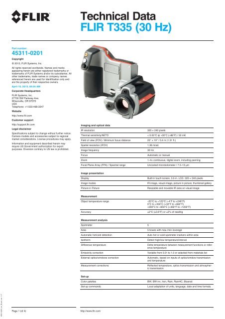 Technical Data FLIR T335 (30 Hz) - FLIR Customer Support Center ...