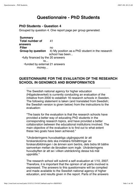 Questionnaire - PhD Students