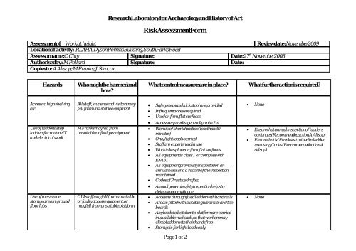 Risk Containment Form