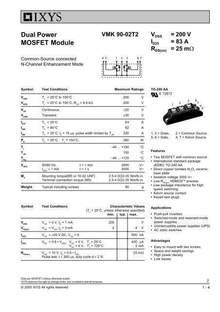 Dual Power MOSFET Module