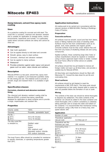 Nitocote EP403 Mar06 - Arcon Supplies