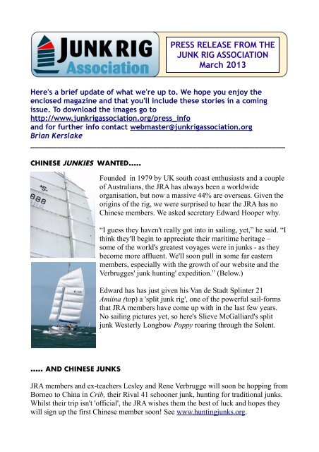 Here's - The Junk Rig Association