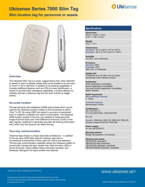 Ubisense Series 7000 Slim Tag