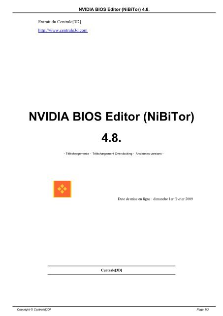 NVIDIA BIOS Editor (NiBiTor) 4.8. - Centrale[3D]