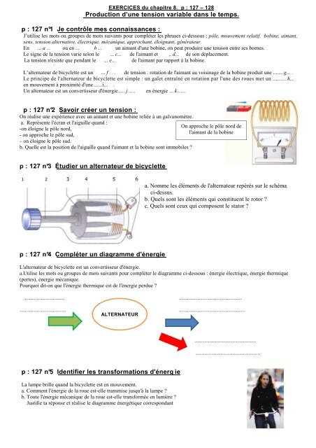 EXERCICES du chapitre 8. p : 127