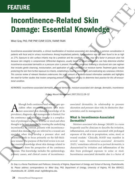 Incontinence-Related Skin Damage: Essential Knowledge