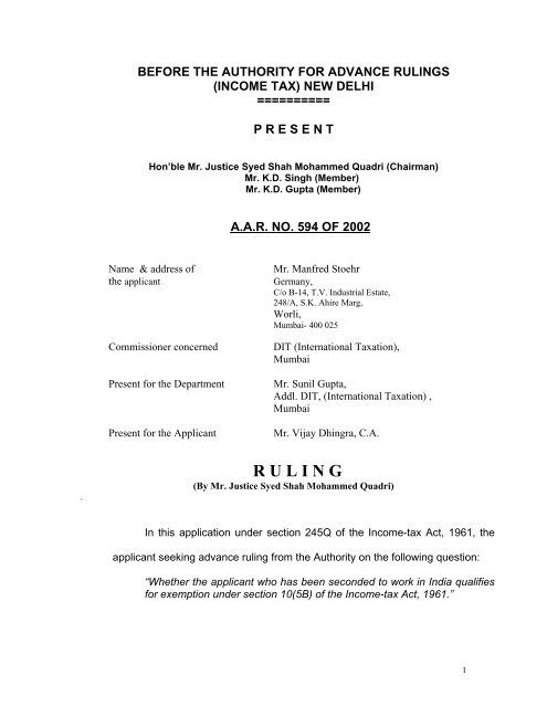 Cases No - Authority for Advance Rulings