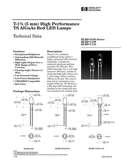 (5 mm) High Performance TS AlGaAs Red LED Lamps ... - Datasheets