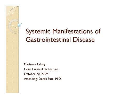 Systemic Manifestations of Gastrointestinal Disease PPT