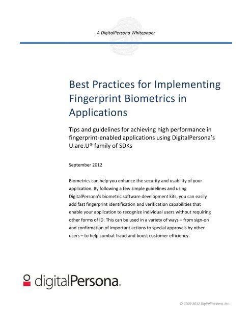 Best Practices For Implementing Fingerprint Biometrics In Applications