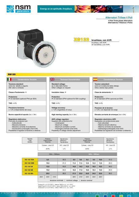 Alternatori Trifase 4 Poli - NSM Generators