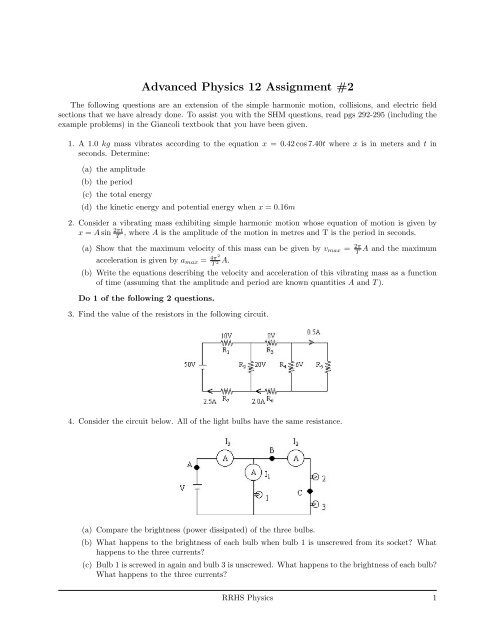Advanced Physics 12 Assignment #2