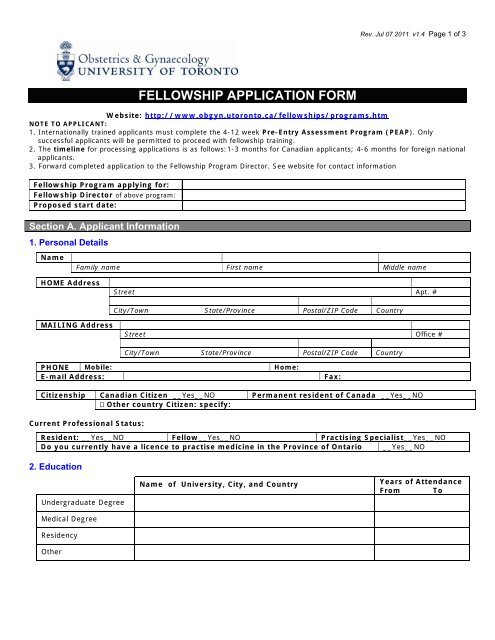 FELLOWSHIP APPLICATION FORM fellowship-application-form