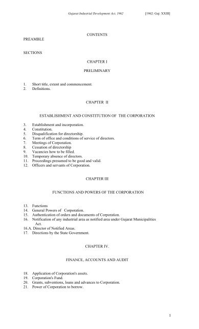 Gujarat Industrial Development Act No. XXIII oF 1962 - GIDC