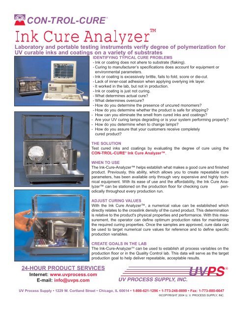 Ink Cure Analyzerâ ¢ - UV Process Supply