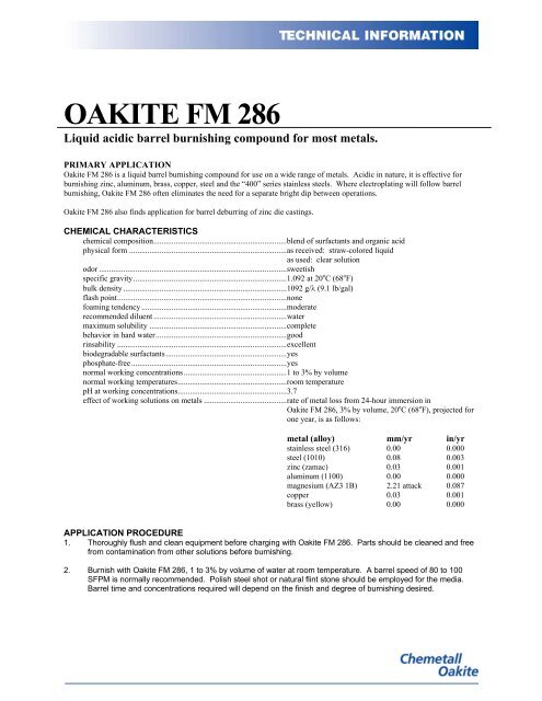 oakite fm 286