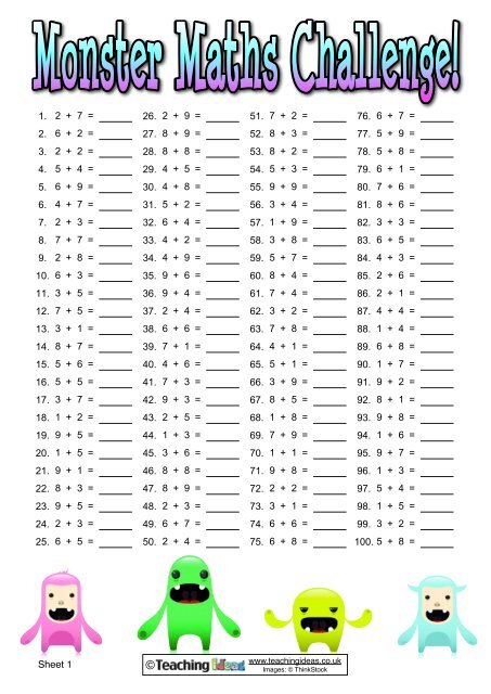 Monster Maths Challenge - Teaching Ideas