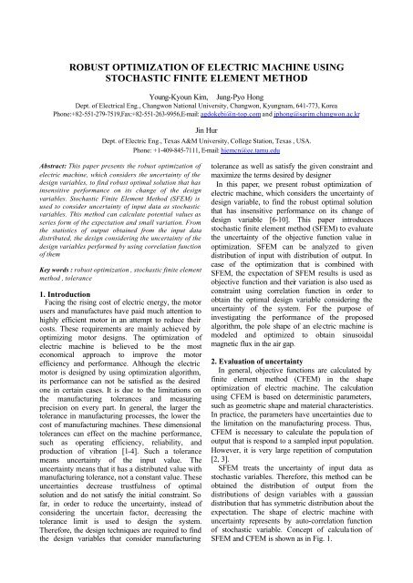 robust optimization of electric machine using stochastic finite ...