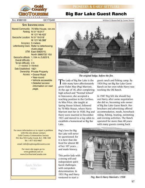 Big Bar Lake Guest Ranch