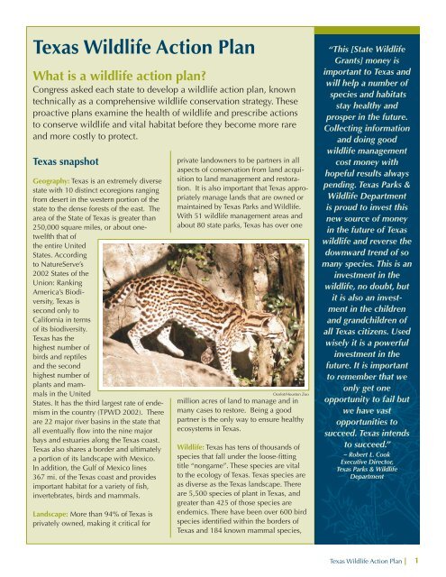 Texas Wildlife Action Plan