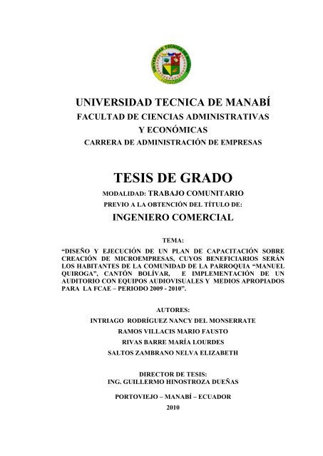tesis de grado - Repositorio UTM - Universidad TÃ©cnica de ManabÃ­