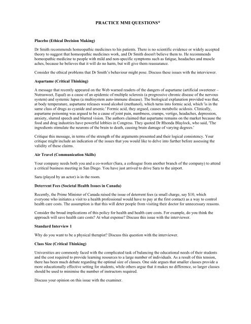 PRACTICE MMI QUESTIONS*